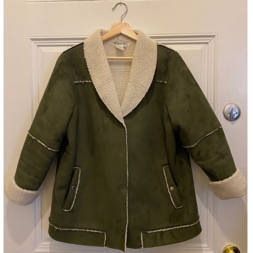 Green Sherpa Coat By Winter Silks - Gem